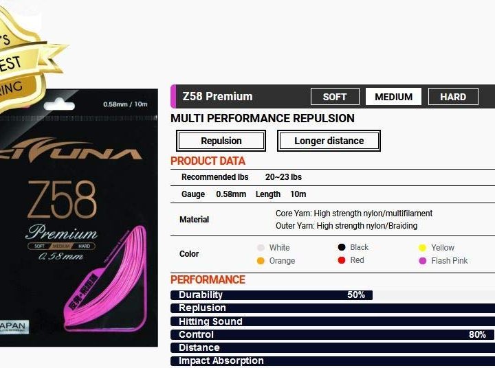 » Dây Cước Căng Vợt Cầu Lông Kizuna Z58 – Siêu bền! ϕ 0,58mm!